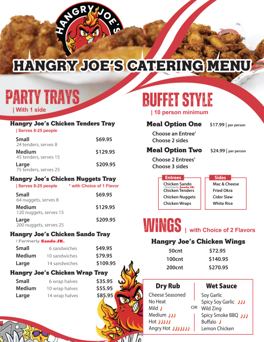 Hangry Joes NEW Catering Menu | World Gate Centre